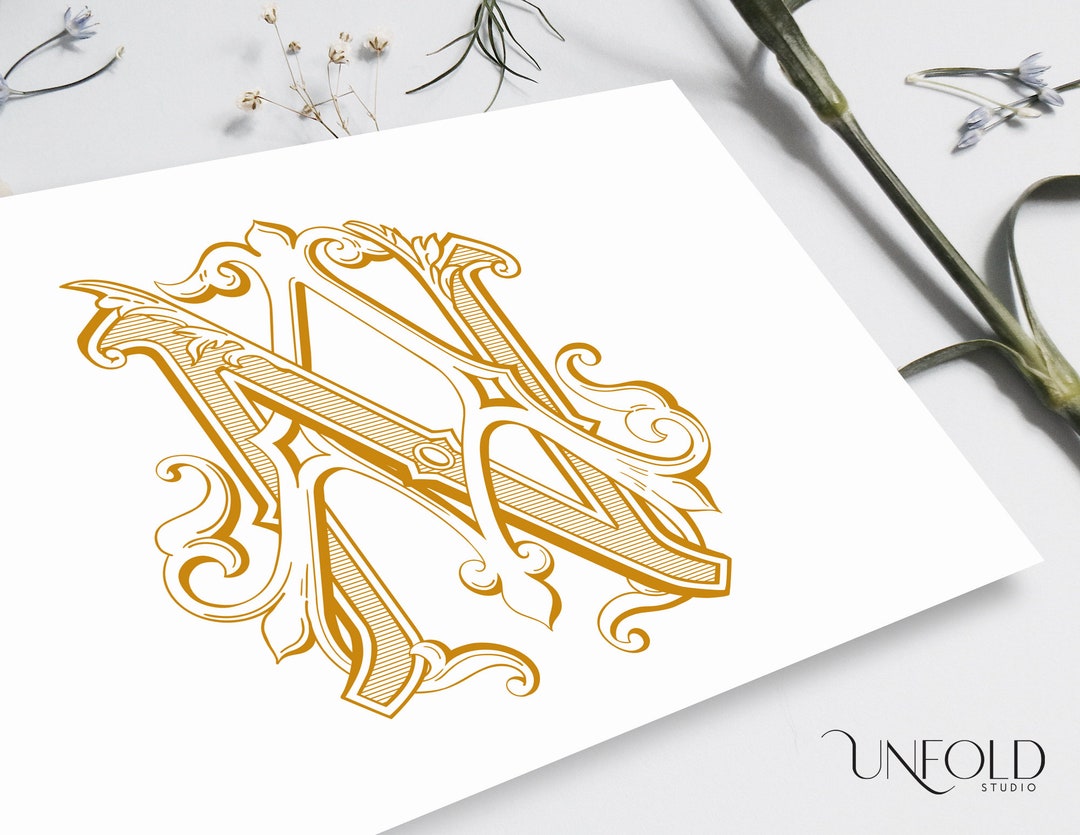 A & N Vintage Monograms, Wedding Monogram, Digital Download, Interwoven ...