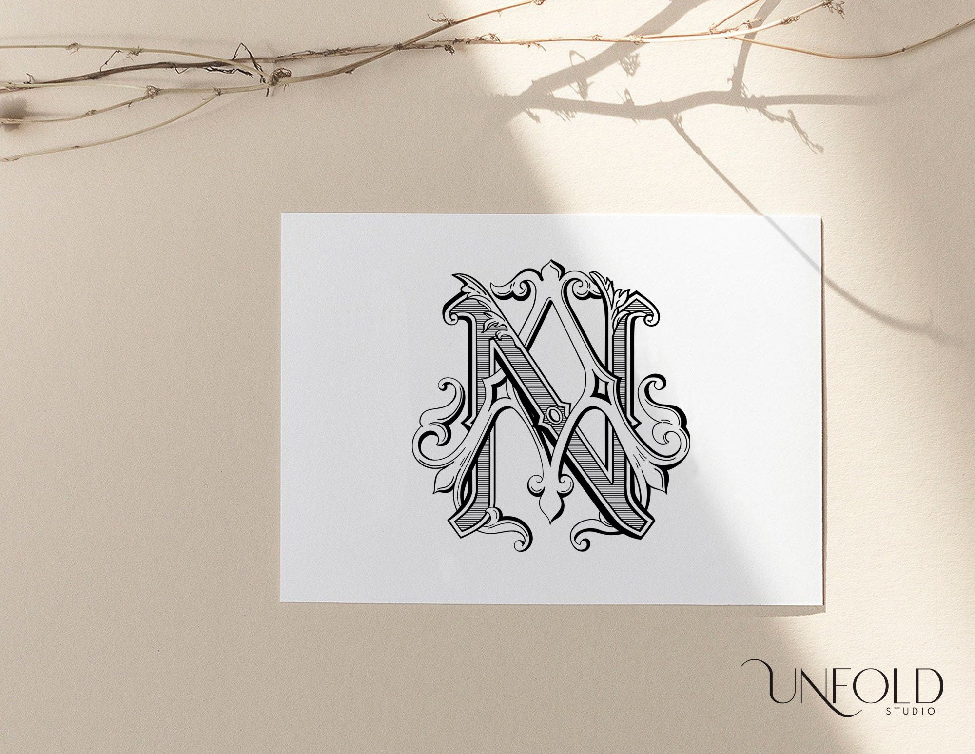 A & N Vintage Monograms, Wedding Monogram, Digital Download, Interwoven ...