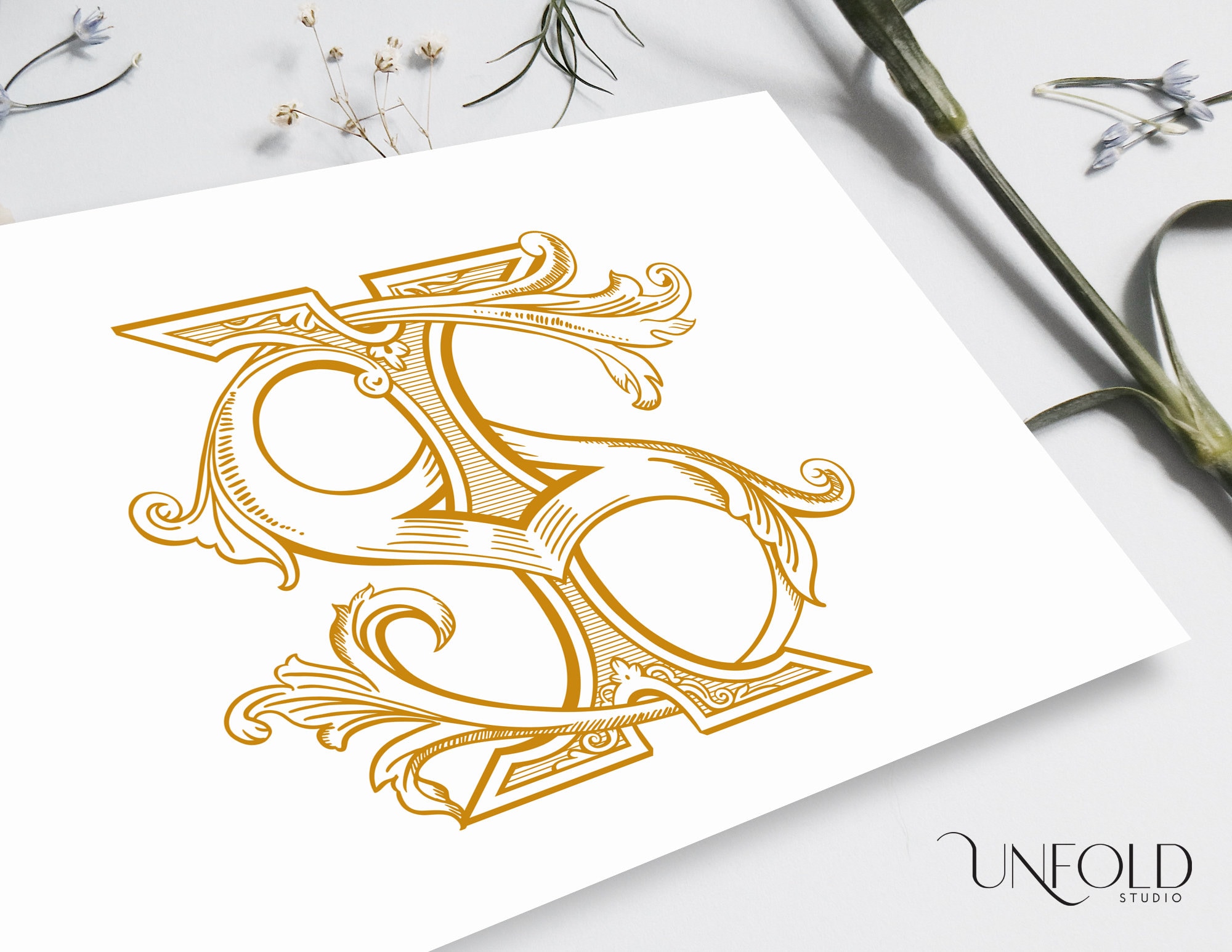 I &S Namens-Initialen, Vintage Monogramme, Hochzeitsmonogramm, Duogramm ...