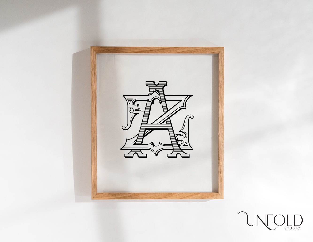 AZ or ZA Name Initials, Classic Monograms, Wedding Monogram, Duogram ...