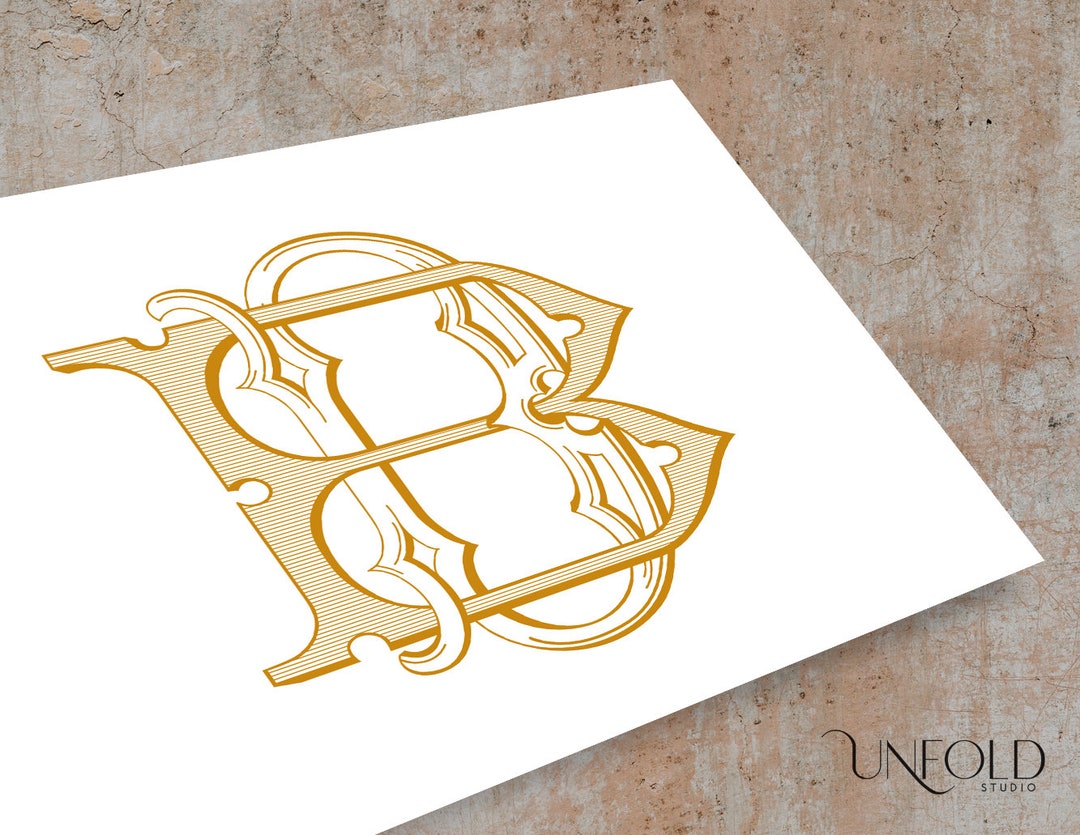 B and D Name Initials, Classic Style, Wedding Monogram or Last or First ...