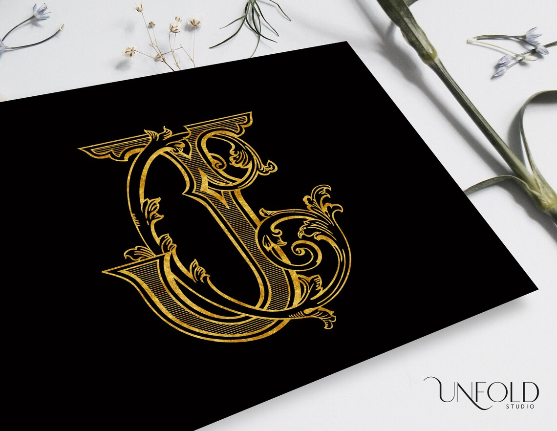 Name Initials Vintage Monograms Wedding Monogram Duogram - Etsy