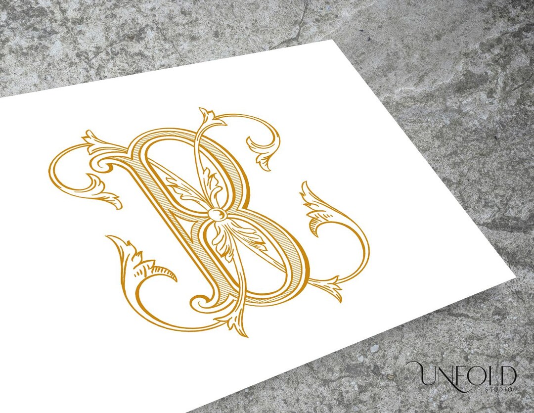B and X Interlocking Monograms, Vintage Styled Monograms, Wedding or ...