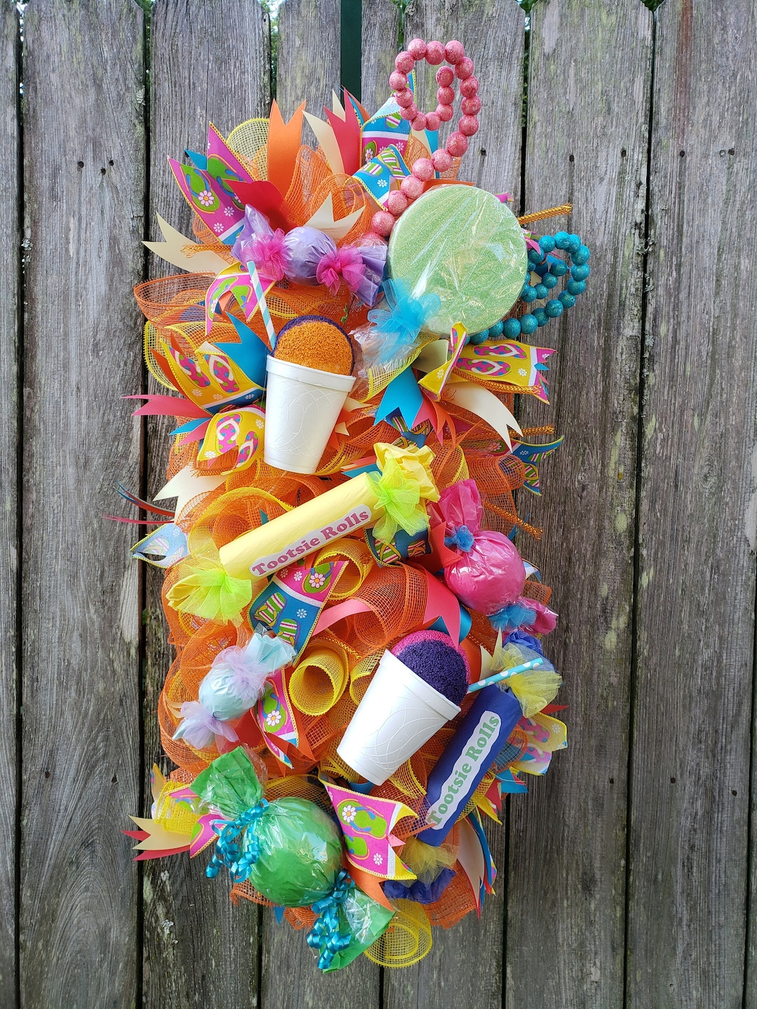 Summer Wreath, Summer Decor, Snow Cone and Candy, Colorful And, Bright ...