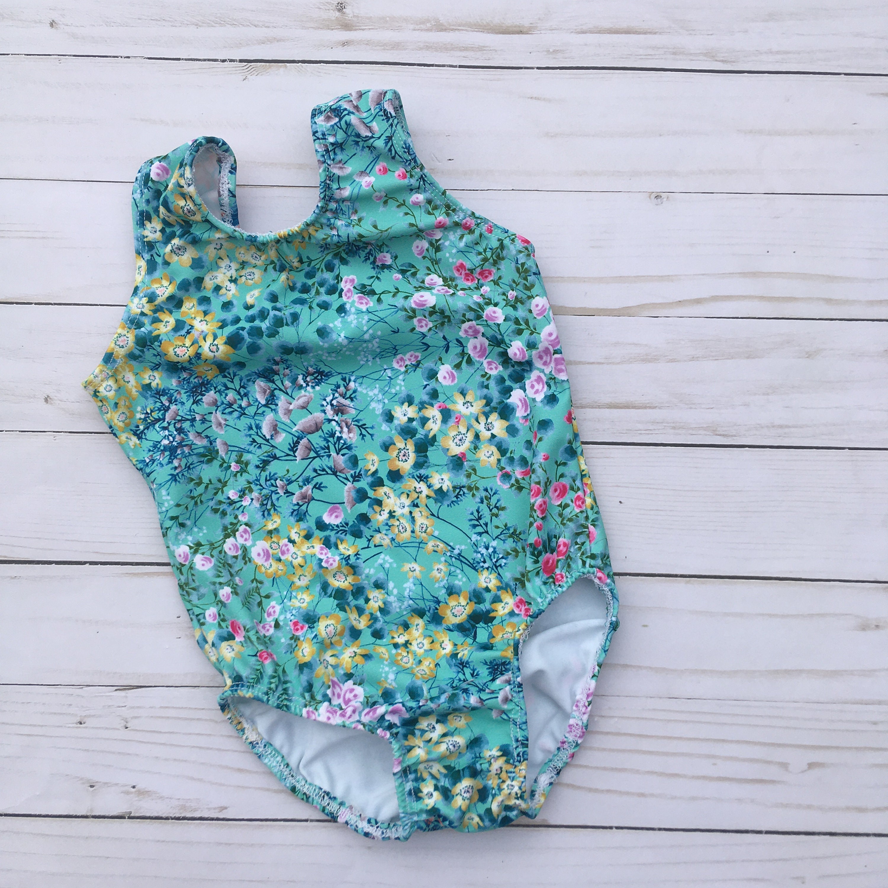 Floral Girls Gymnastics Leotard Toddler Teal Flower Leotard - Etsy