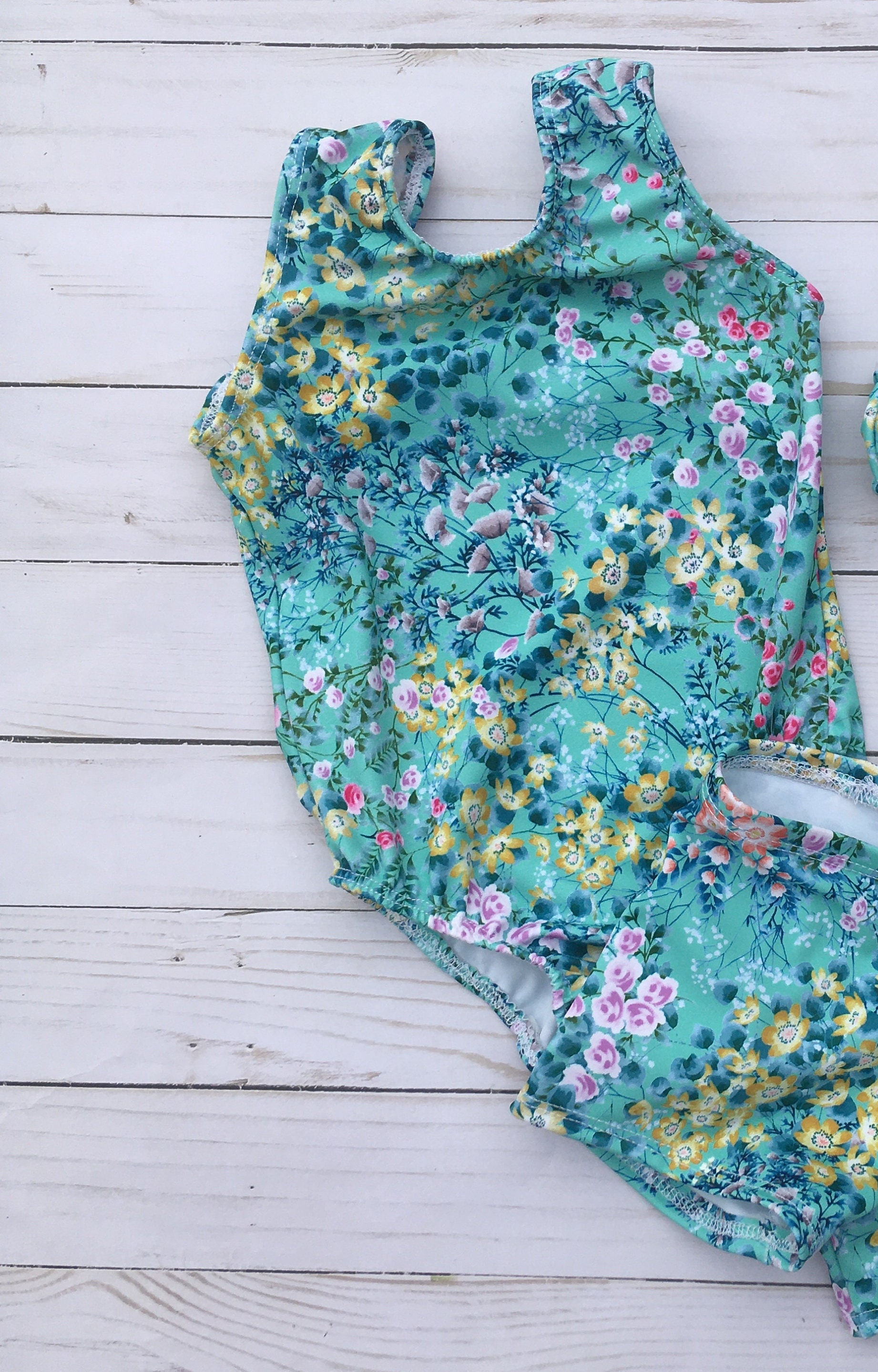 Floral Girls Gymnastics Leotard Toddler Teal Flower Leotard - Etsy