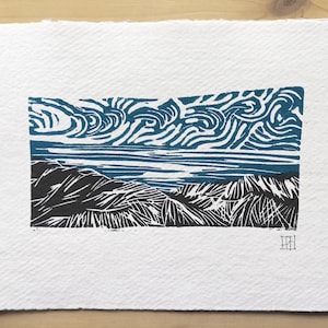 Original Linocut Art Print, Seascape - Etsy