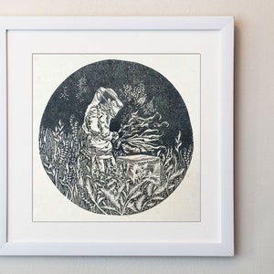 Beekeeper - Original Linocut Art Print - Etsy