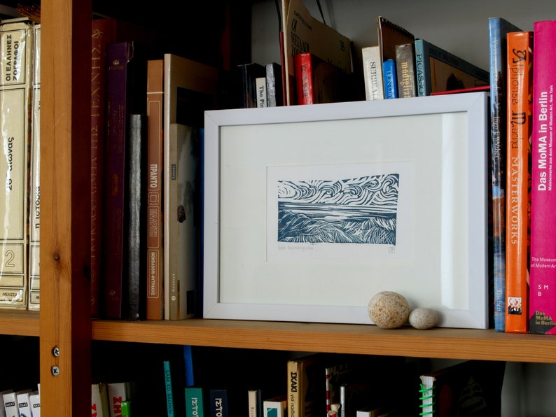 Original Linocut Art Print Seascape - Etsy