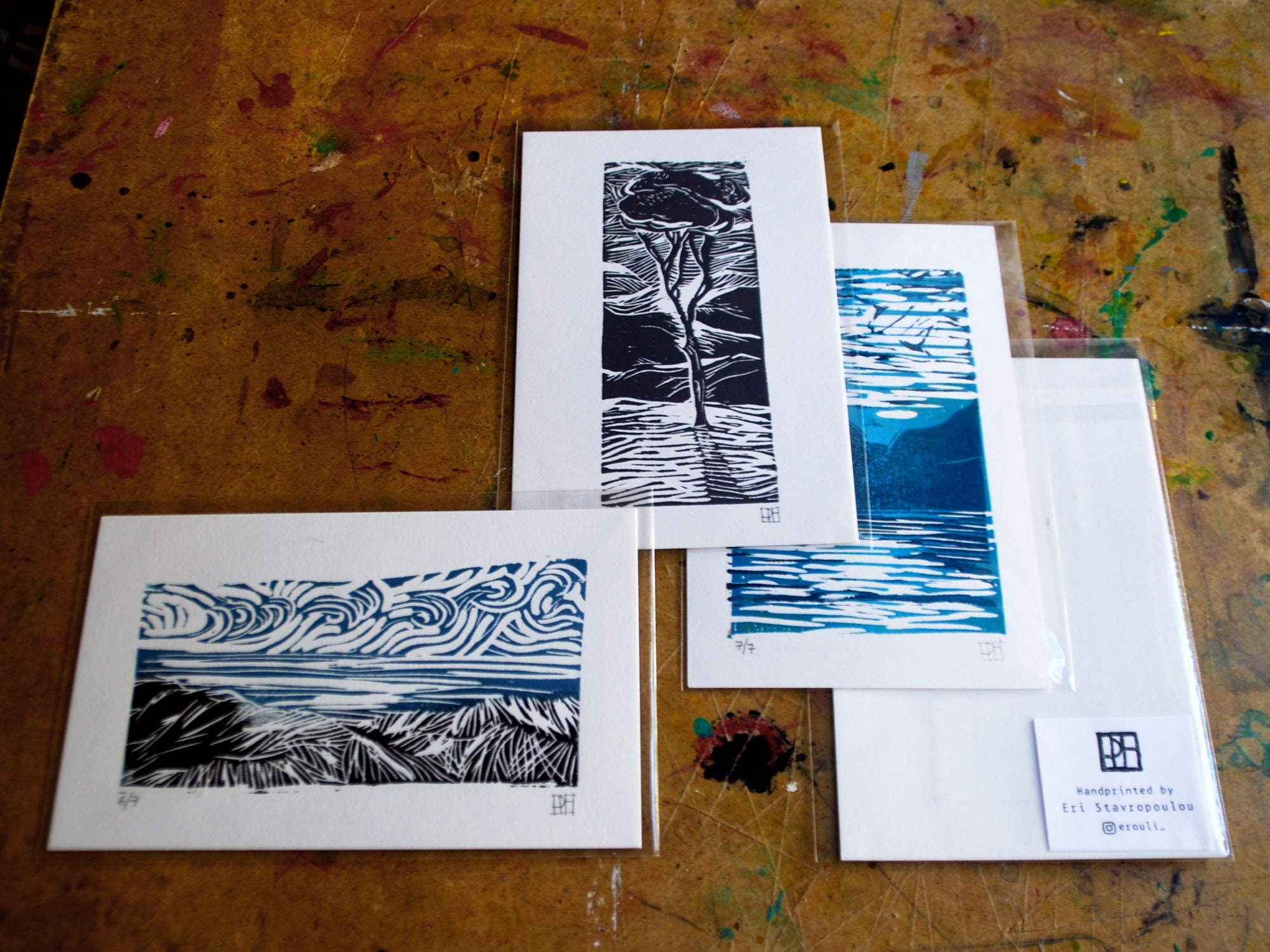 Original Linocut Art Print, Seascape - Etsy
