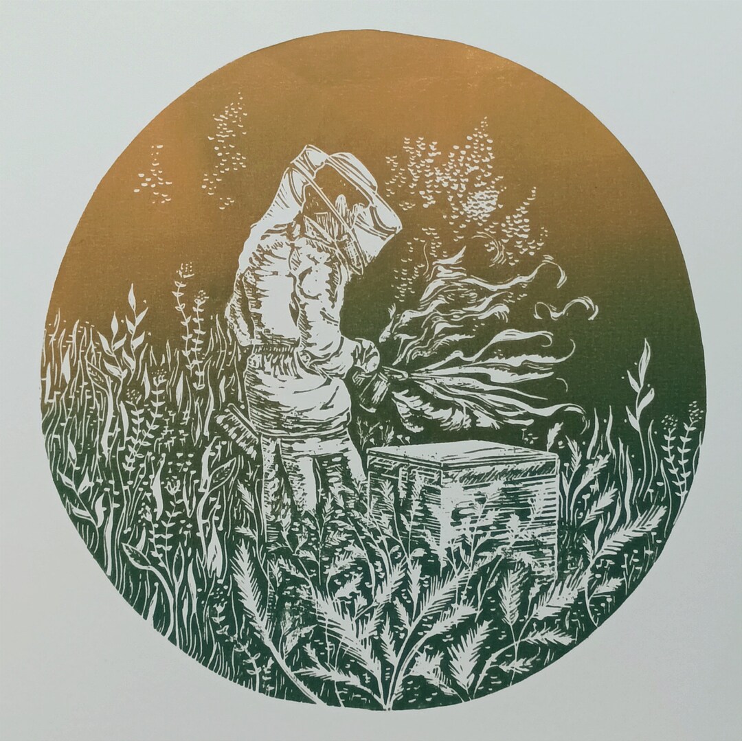 Beekeeper Original Linocut Art Print - Etsy