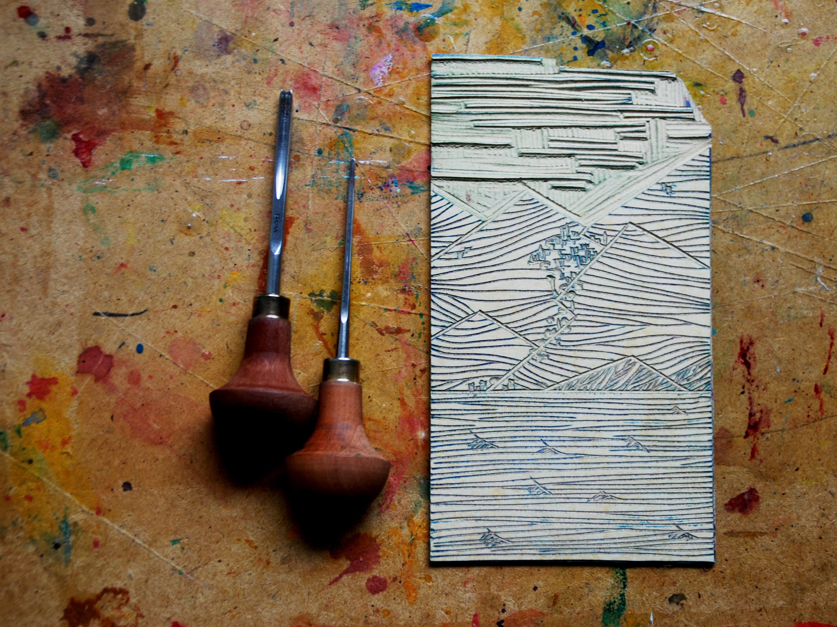 Original Linocut Print Seascape Cycladic Island - Etsy