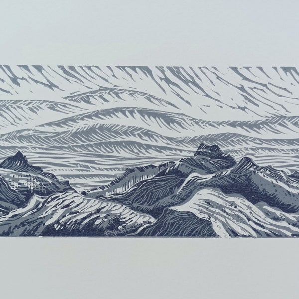 Linocut Landscape - Etsy