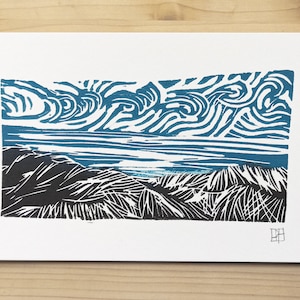 Original Linocut Art Print, Seascape - Etsy