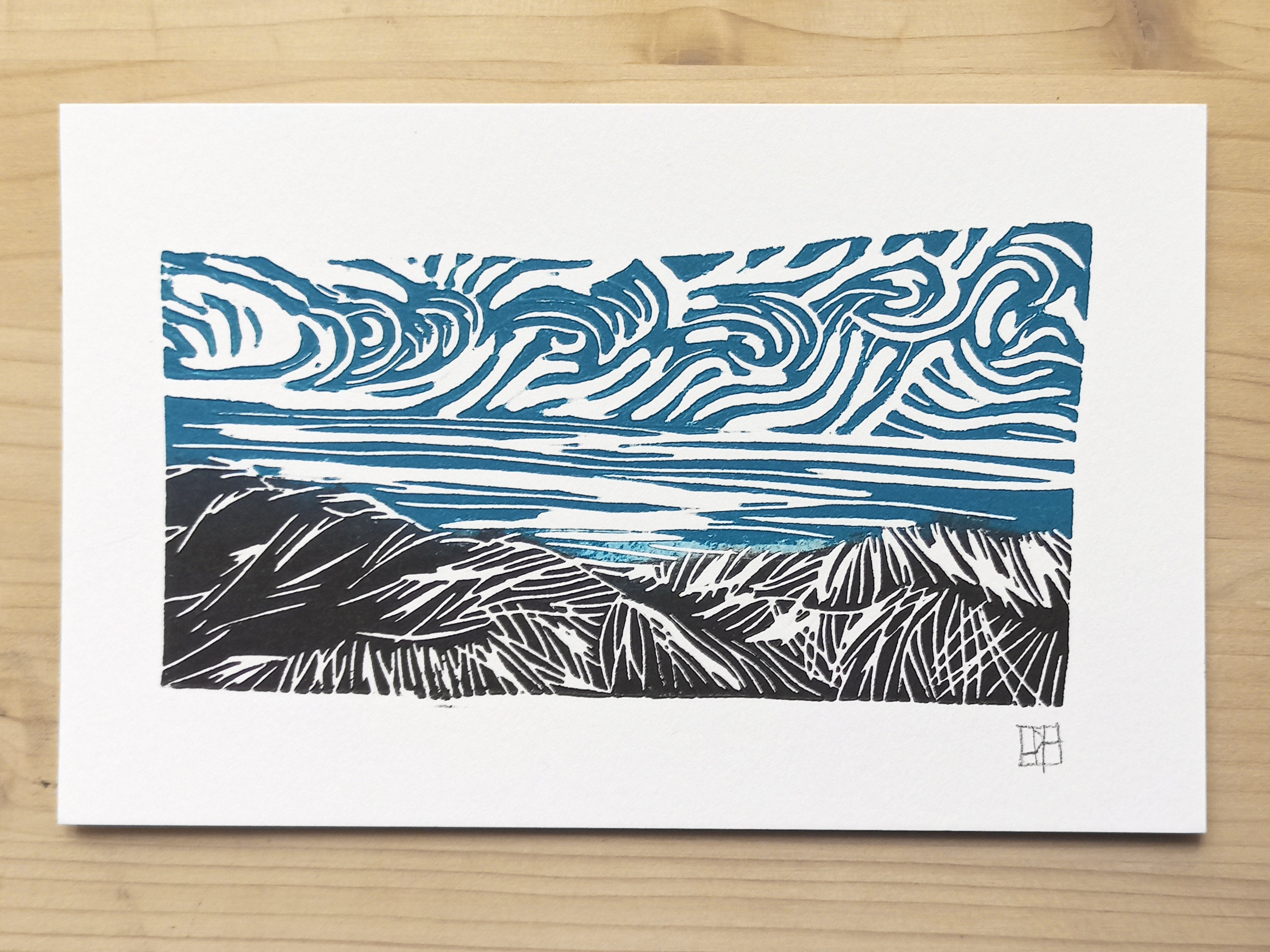 Original Linocut Art Print, Seascape - Etsy