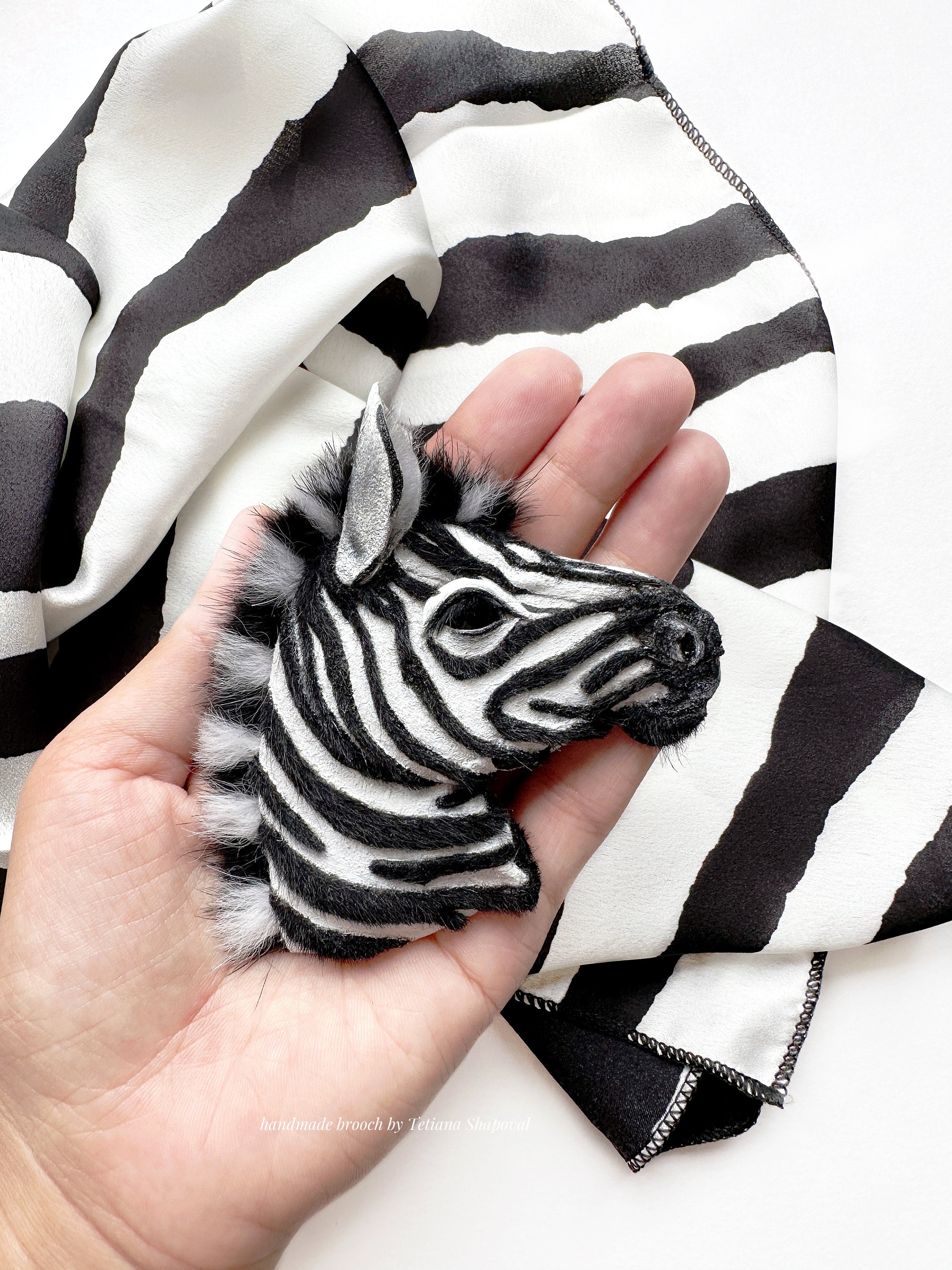 Zebra Jewelry Animal Brooch Zebra Gifts Striped Accessories Zebra Decor ...