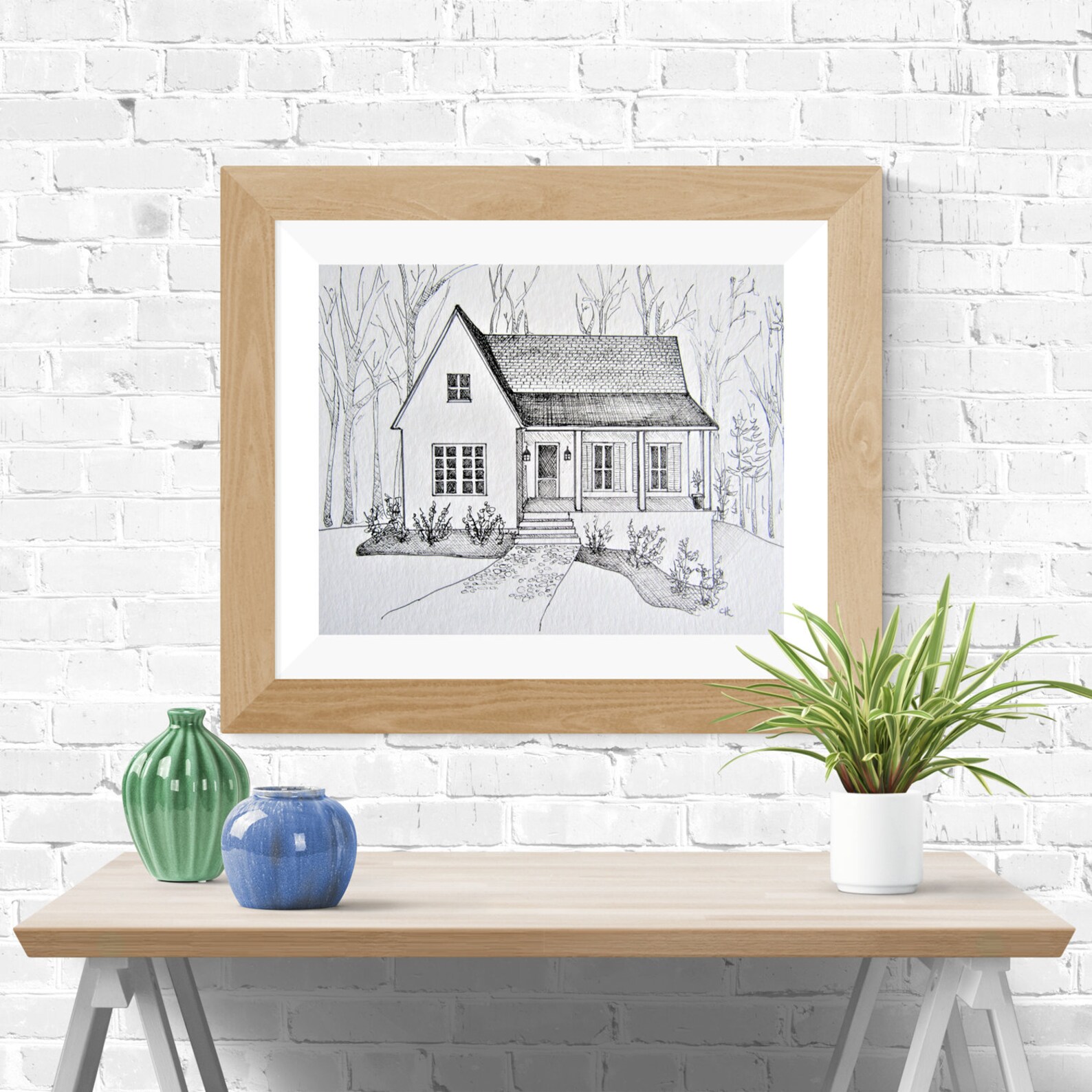 Custom House Portrait Black & White Ink Home Drawing | Etsy