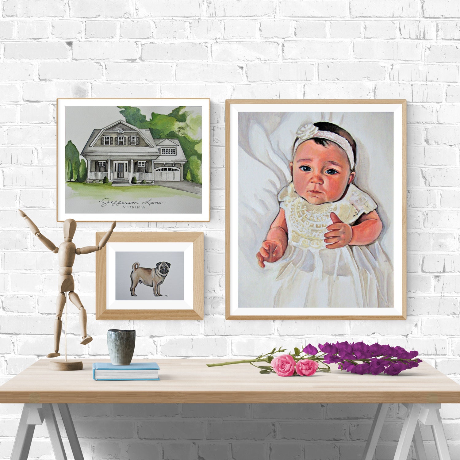 Custom House Portrait, Custom Home Drawing, Housewarming Gift, Realtor ...