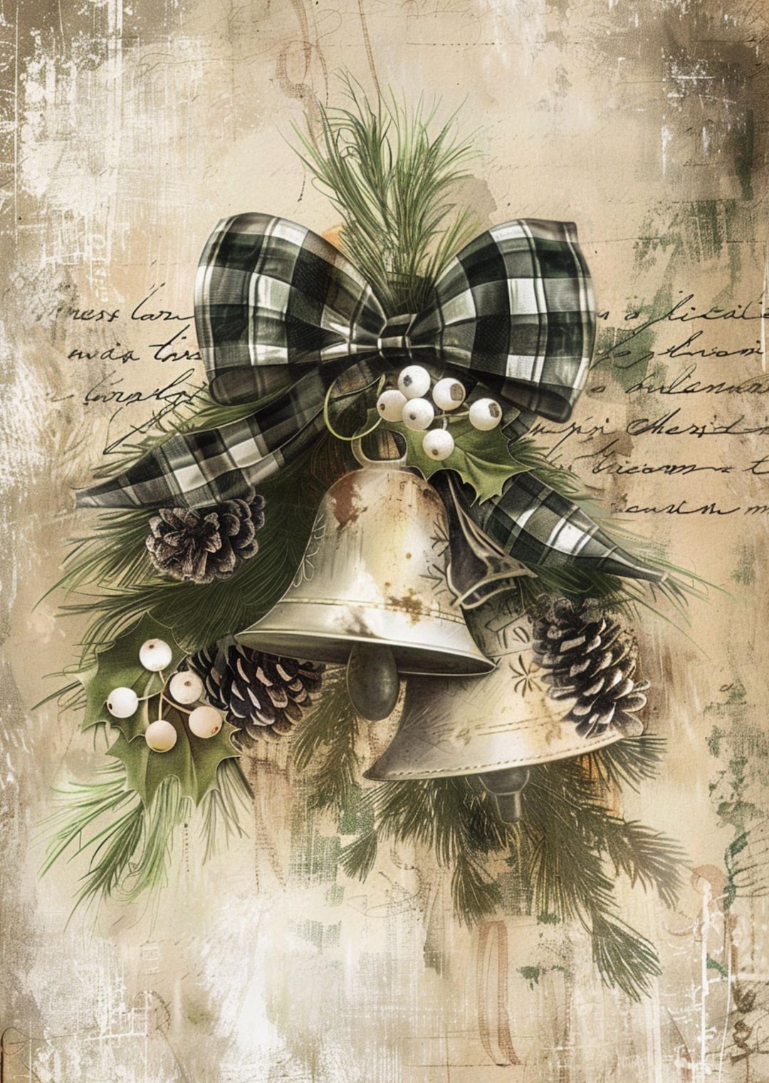 Christmas Bell Rice Paper Vintage Holiday Decoupage Sheet - Etsy