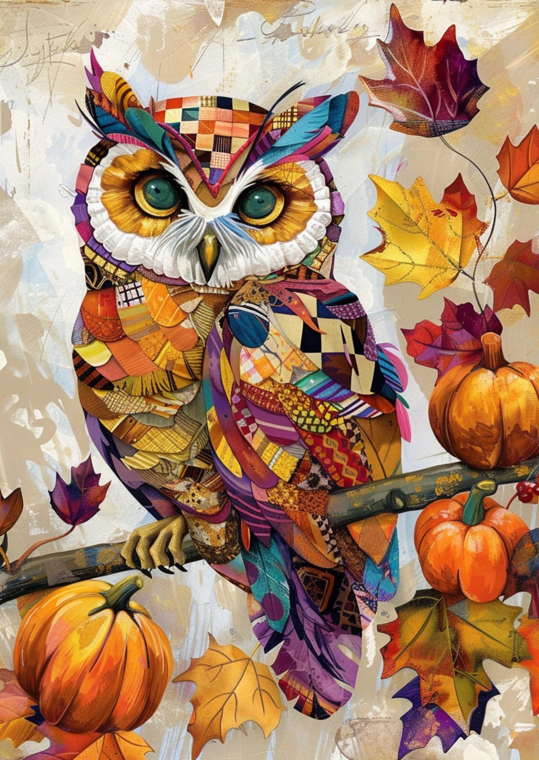 Fall Owl Rice Paper for Decoupage, Pumpkin Owl Autumn A4 Sheet ...
