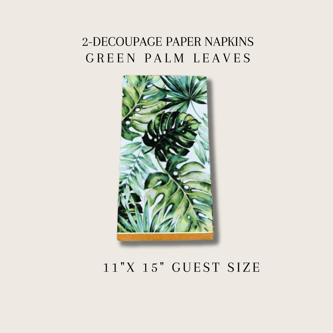 2-paper Napkins for Decoupage| Green Palm Leave Decoupage Napkins ...