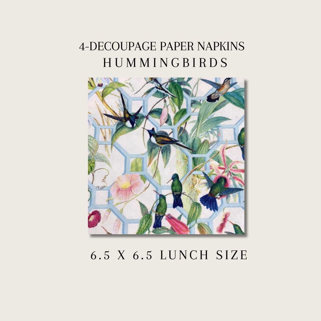 4-hummingbird Paper Napkins for Decoupage| Hummingbird Napkins for ...