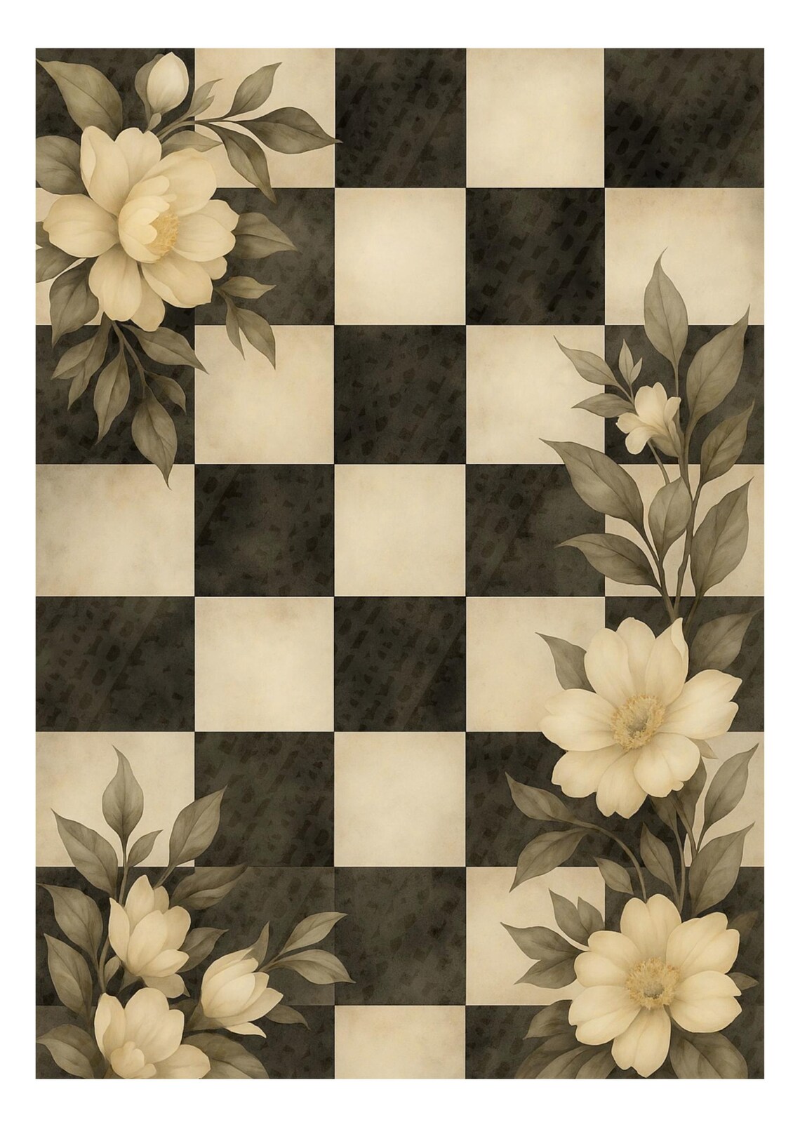 Floral Buffalo Check Rice Paper for Decoupage: A4 Sheet - Etsy