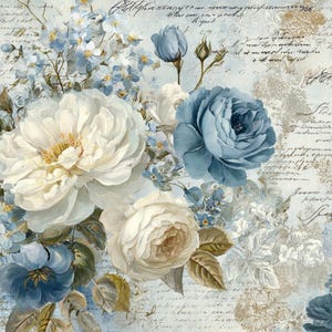 Blue Roses Rice Paper: A3 Floral Decoupage Sheet for Junk Journals - Etsy