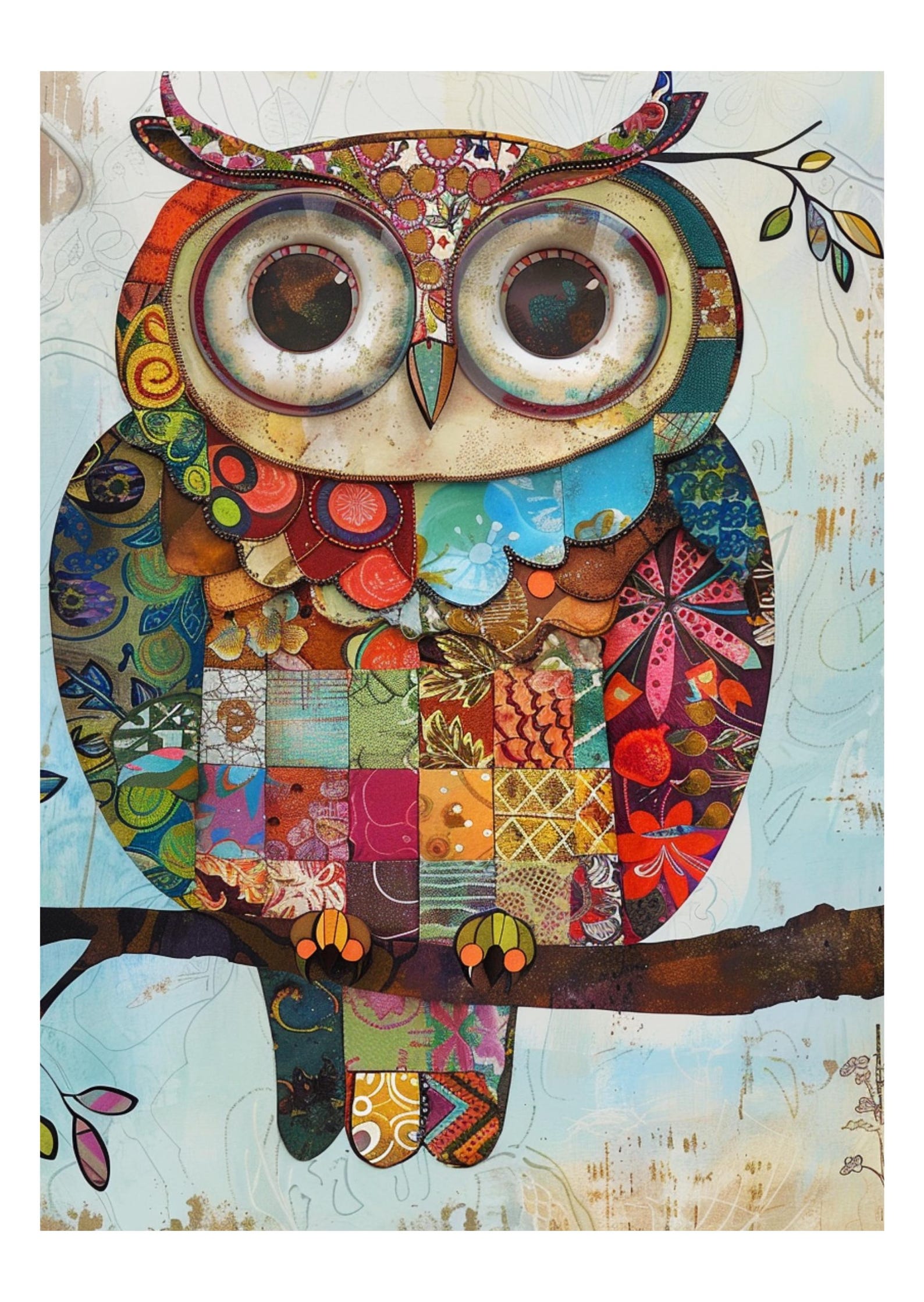 Whimsical Owl Rice Paper: A4 Collage Sheet for Decoupage - Etsy