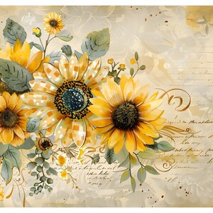 Golden Sunflower Rice Paper Print – A3 Botanical Decoupage Paper ...