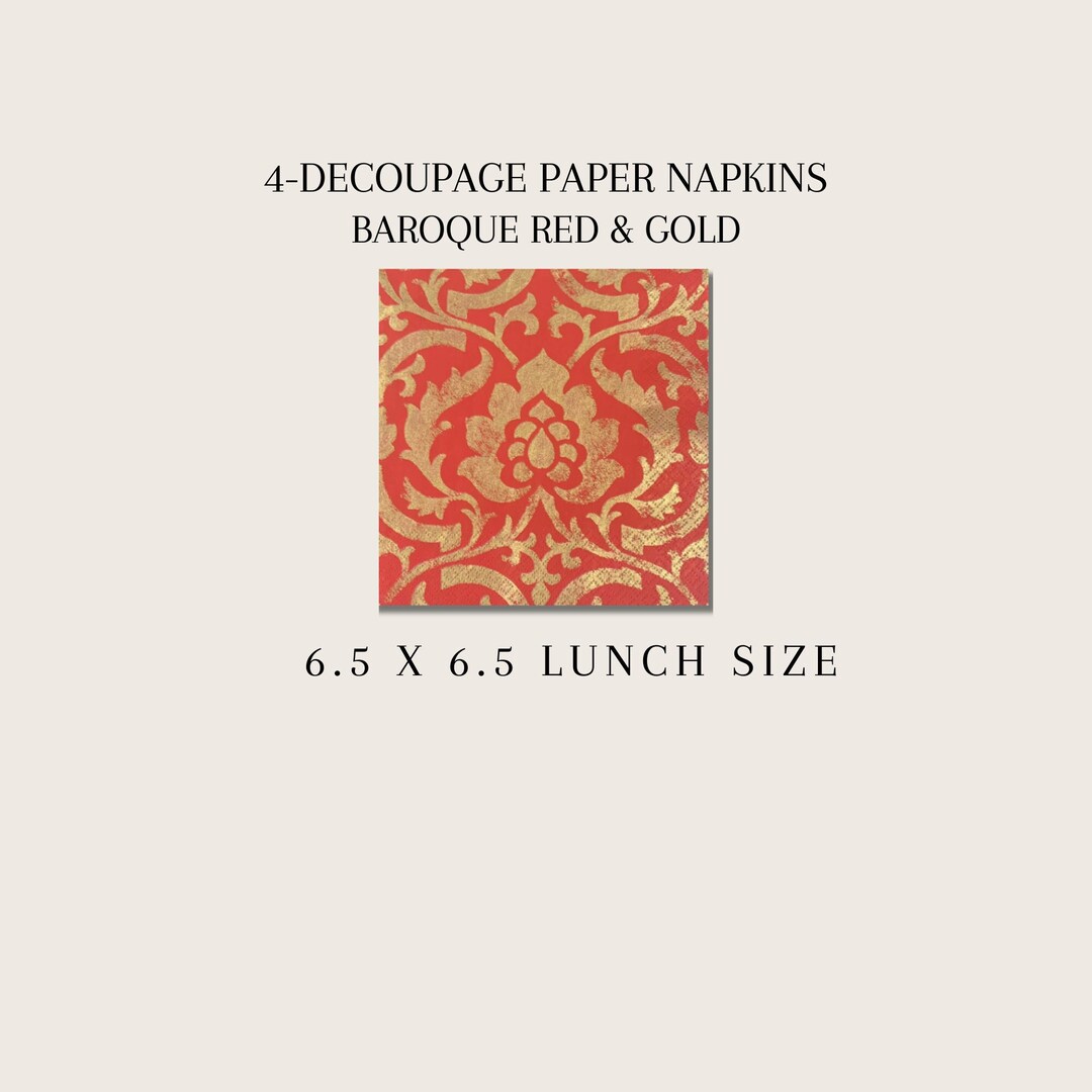 4-napkins for Decoupage Baroque Red Lunch for Scrapbooking Ephemera ...