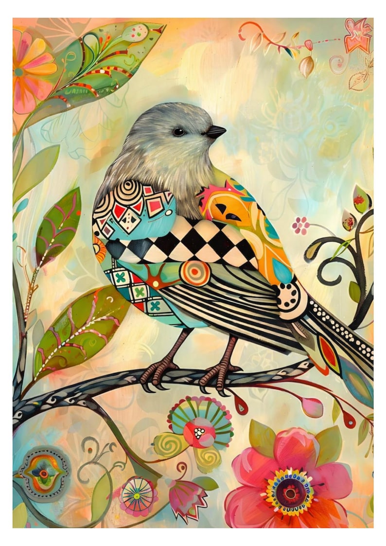 Watercolor Bird Rice Paper Floral Decoupage A4 Sheet - Etsy