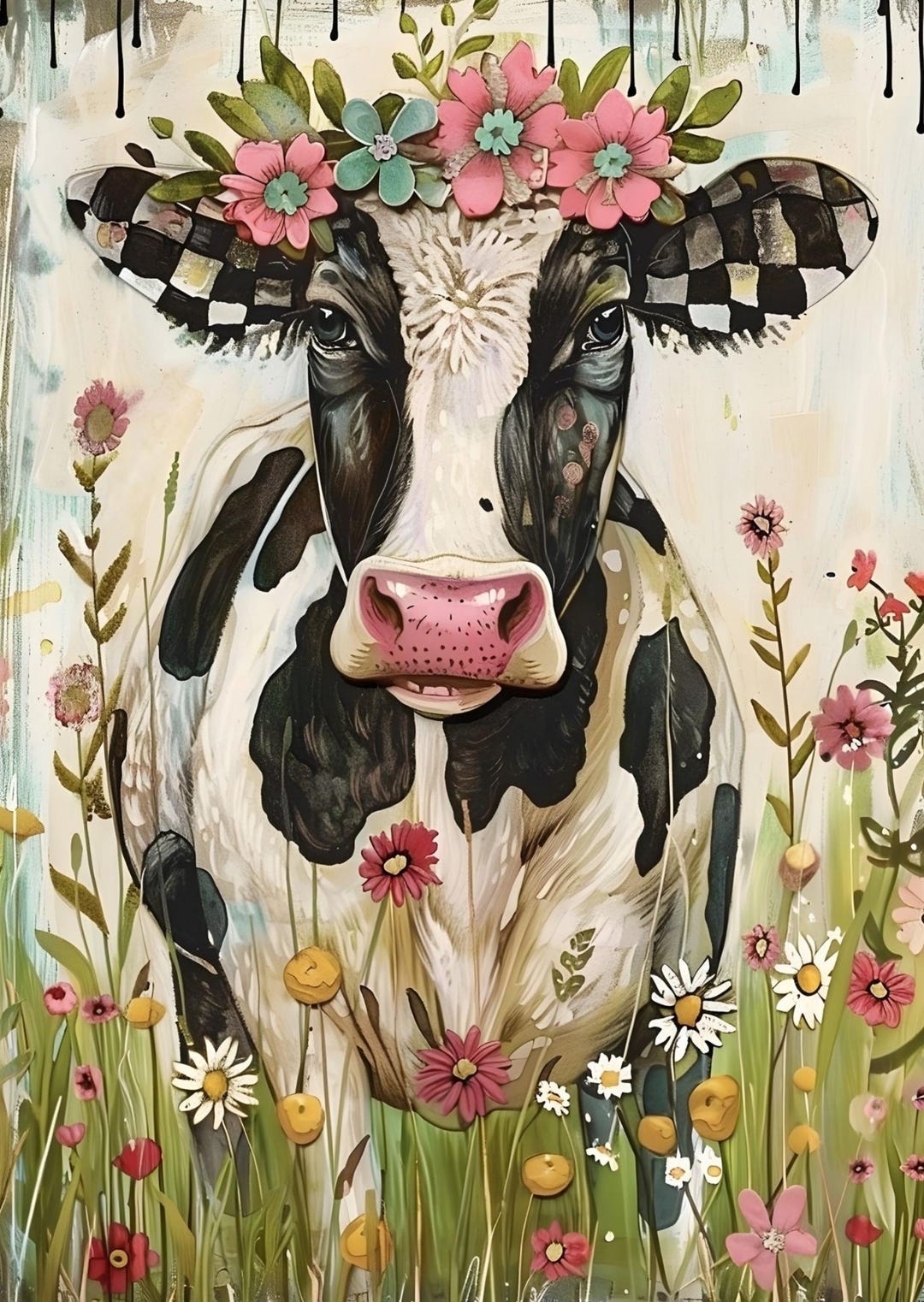 Cow With Floral Garland Rice Paper - A4 Decoupage Paper Sheet - Etsy