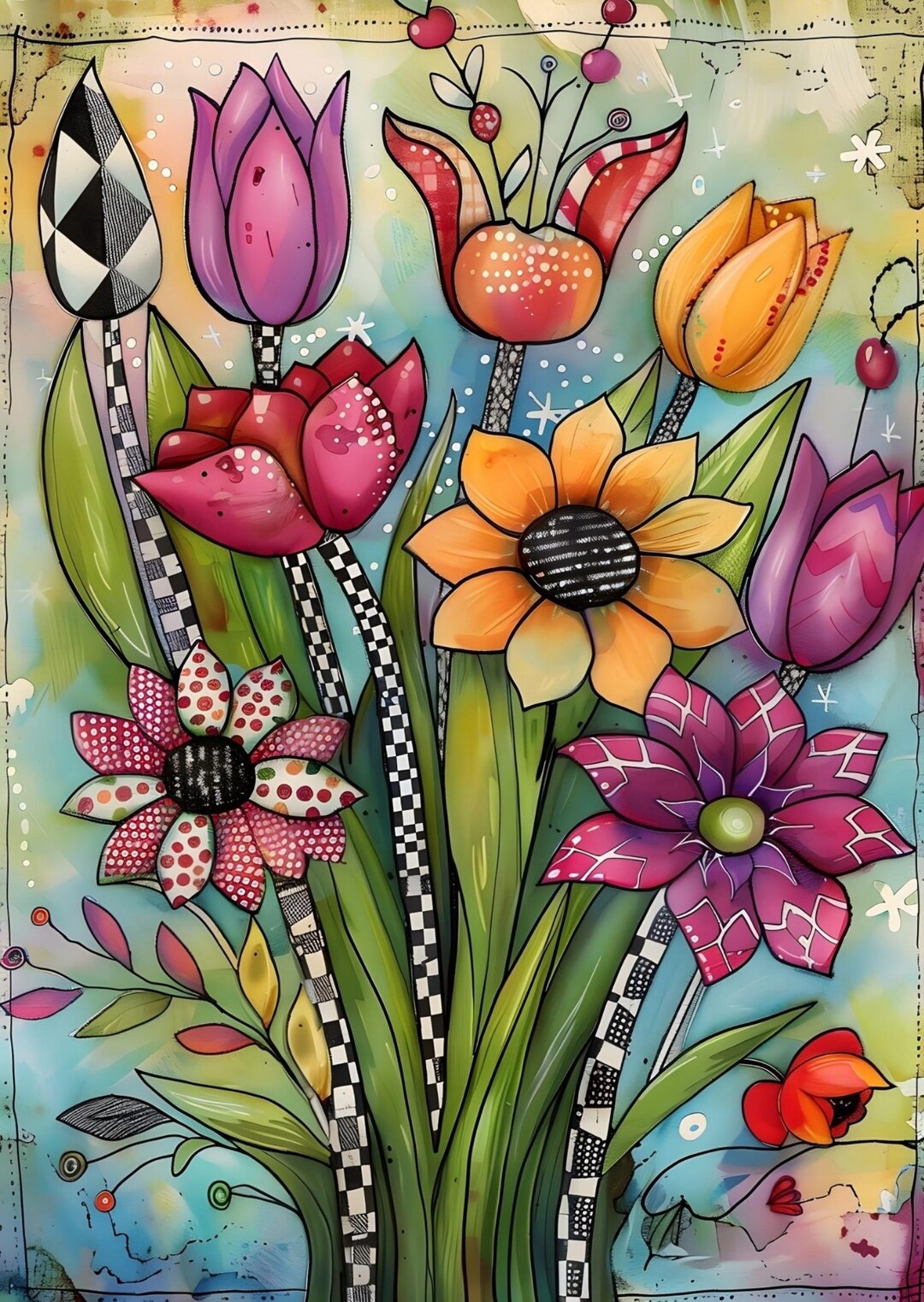 Floral Rice Paper for Decoupage Vintage Tulips, Sunflowers A4 Sheet - Etsy