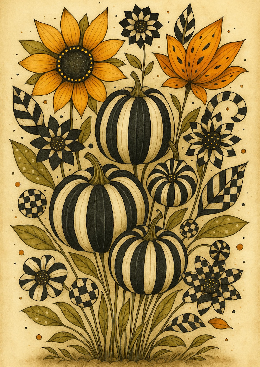 Rice Paper Striped Pumpkins Sunflower Checkered Fall A4 Decoupage Sheet ...