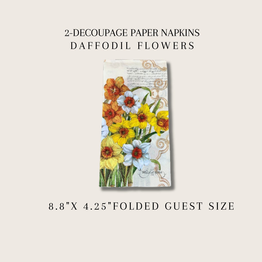 2- Paper Napkins for Decoupage Daffodil Flowers, Decoupage Napkins for ...