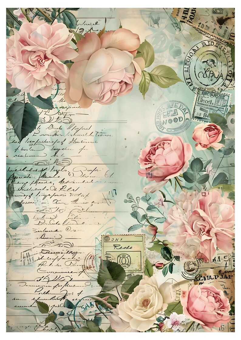 Pink Rose Rice Paper for Decoupage: Vintage Floral Ephemera A4 - Etsy