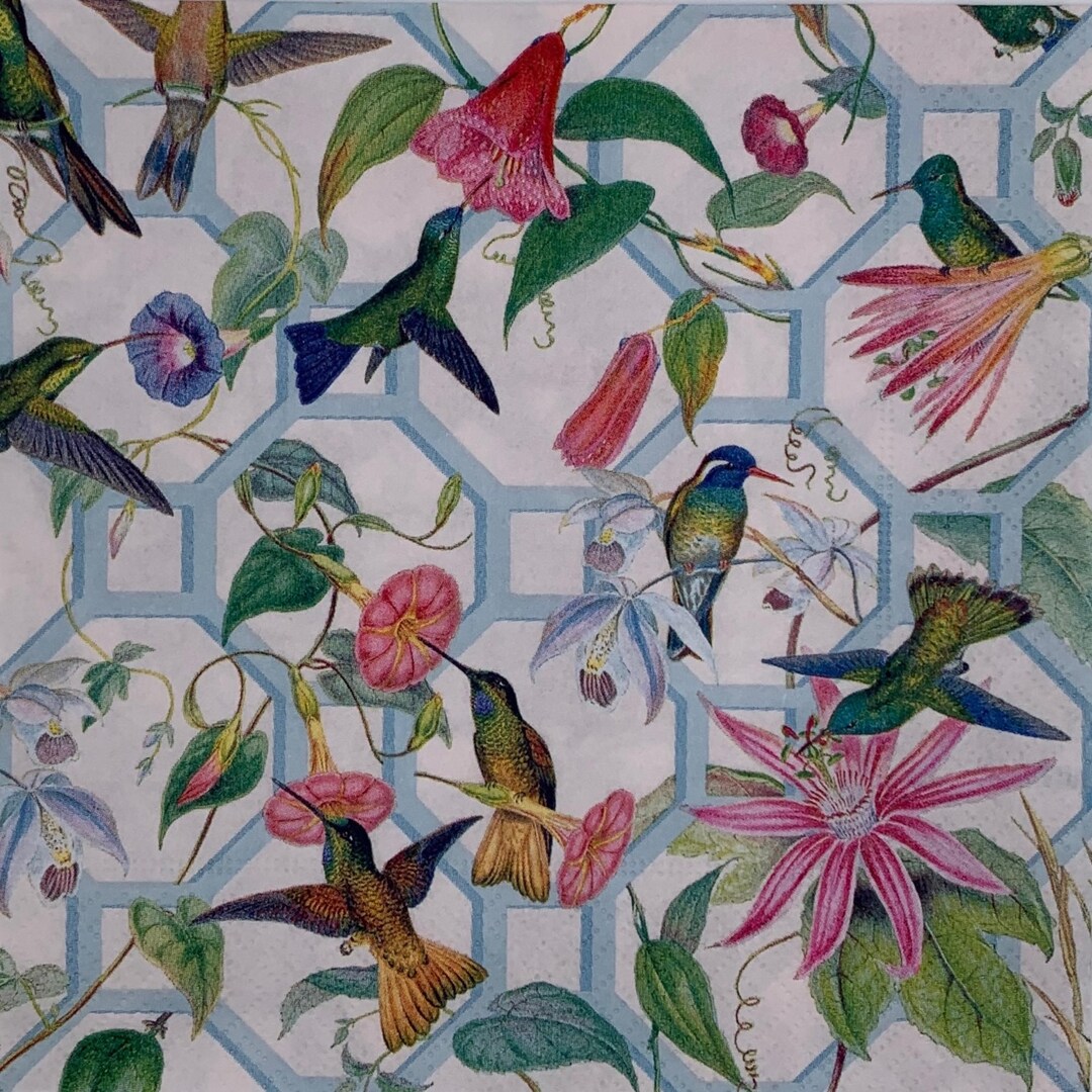 Hummingbird Decoupage Napkins: Tropical Floral Paper Craft (set of 4 ...