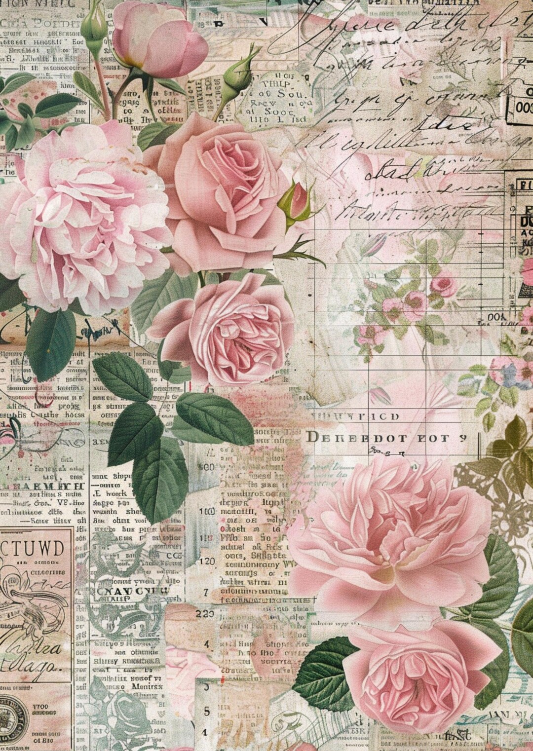 Vintage Pink Rose Rice Paper: Shabby Chic Decoupage, Scrapbooking - Etsy
