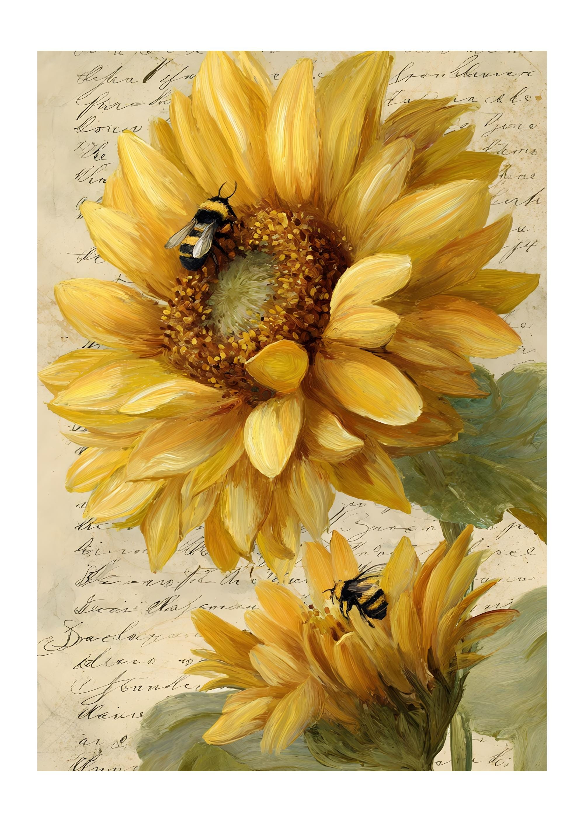 Sunflower Bee Rice Paper for Decoupage A4 Floral Washi Craft Paper - Etsy