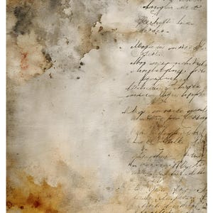 Grunge Ephemera Rice Paper: Sepia Script, Antique Ink Stains (A4 Sheet ...