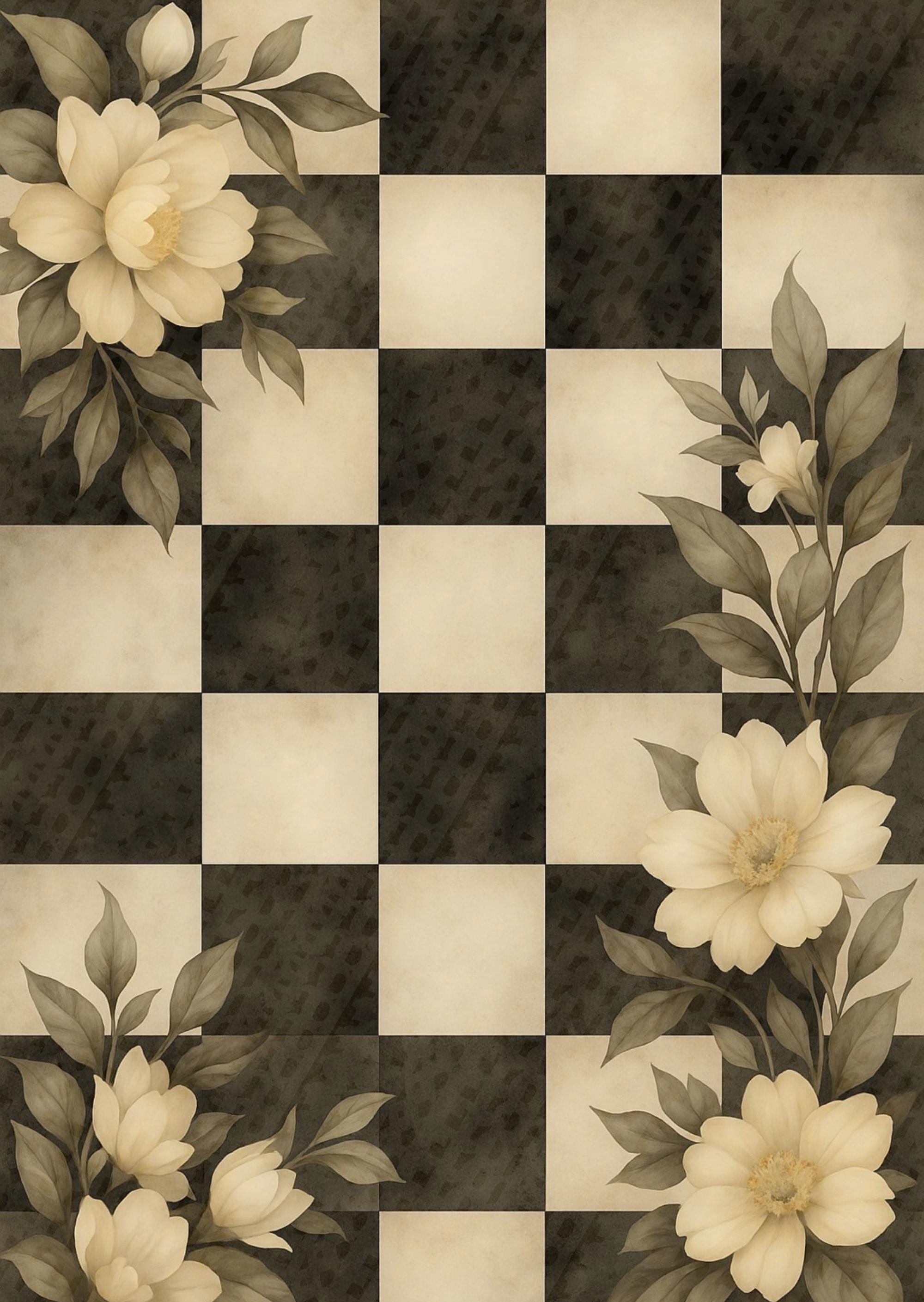 Floral Buffalo Check Rice Paper for Decoupage: A4 Sheet - Etsy