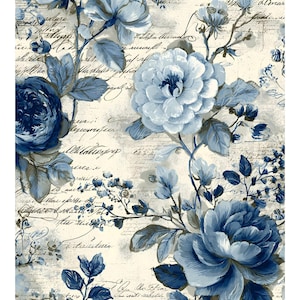 Blue Floral Rice Paper for Decoupage: Vintage French Roses A4 - Etsy