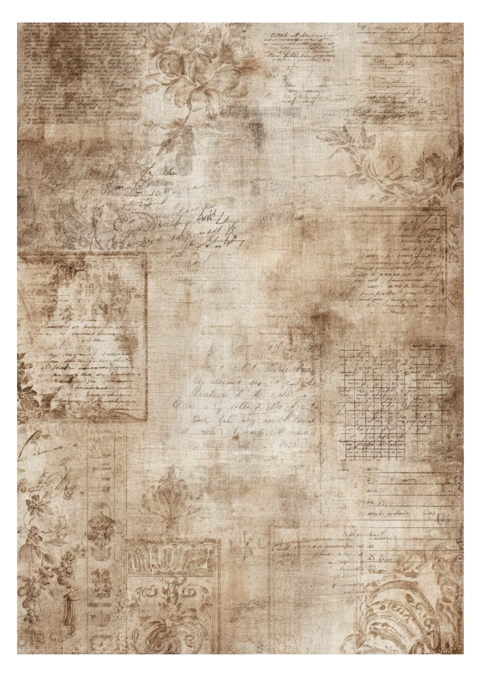 Grunge Ledger Rice Paper for Decoupage Vintage Script A4 Sheet - Etsy