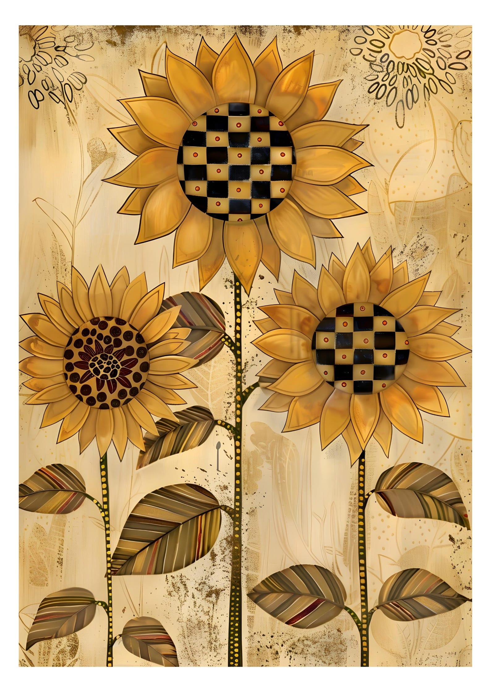Sunflower Rice Paper for Decoupage, Whimsical Farmhouse Floral A4 Sheet ...