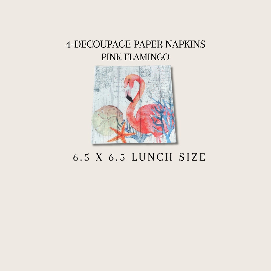 4-pink Flamingo Paper Napkins for Decoupage, Beach Theme, Scrapbooking ...