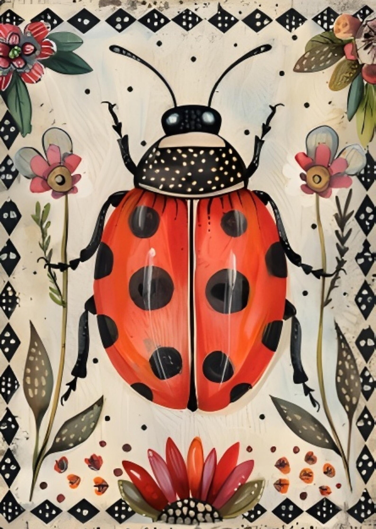 Ladybug Floral Rice Paper for Decoupage, A4 Sheet - Etsy