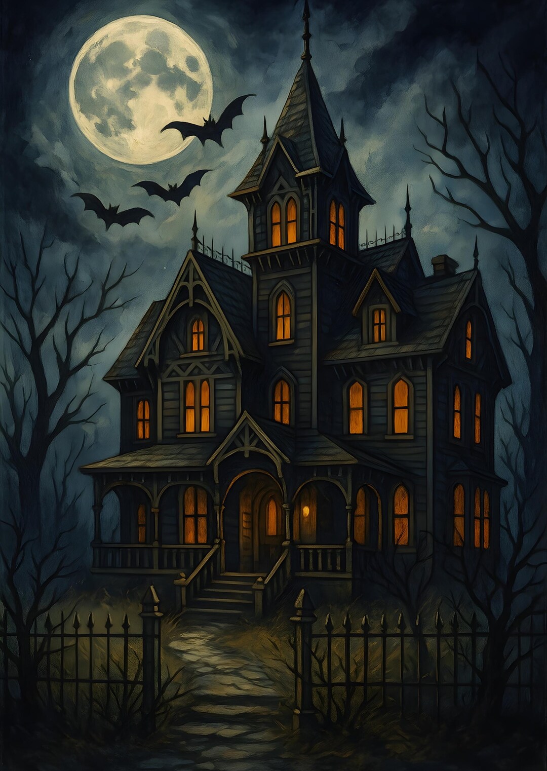 Haunted Victorian House Rice Paper: Halloween Decoupage A4 Sheet - Etsy