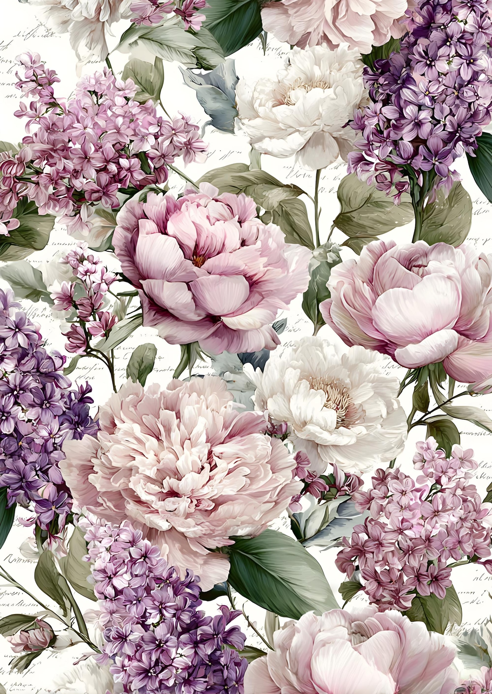 Victorian Peony Lilac Rice Paper: A4 Floral Collage Sheet for Decoupage ...