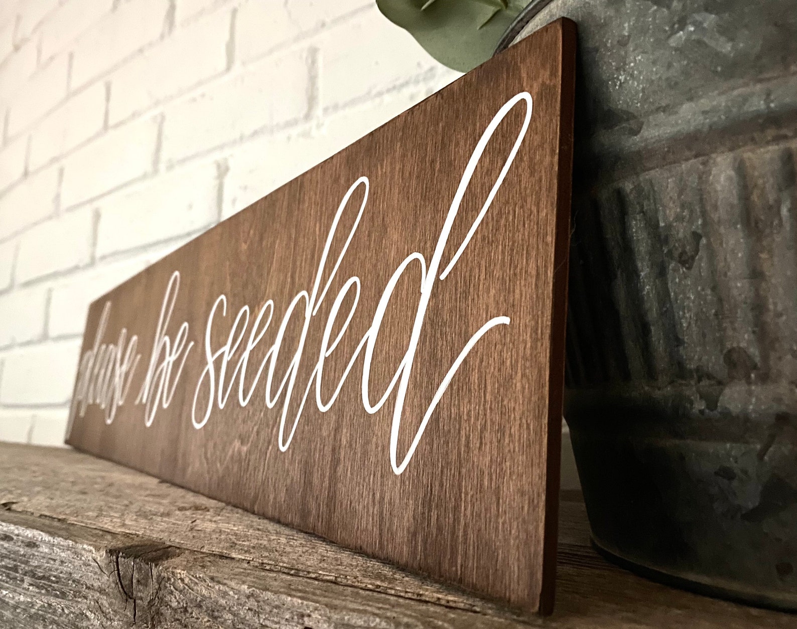 Please Be Seeded | Wedding Escort Table Wood Sign | Wedding Place Card ...